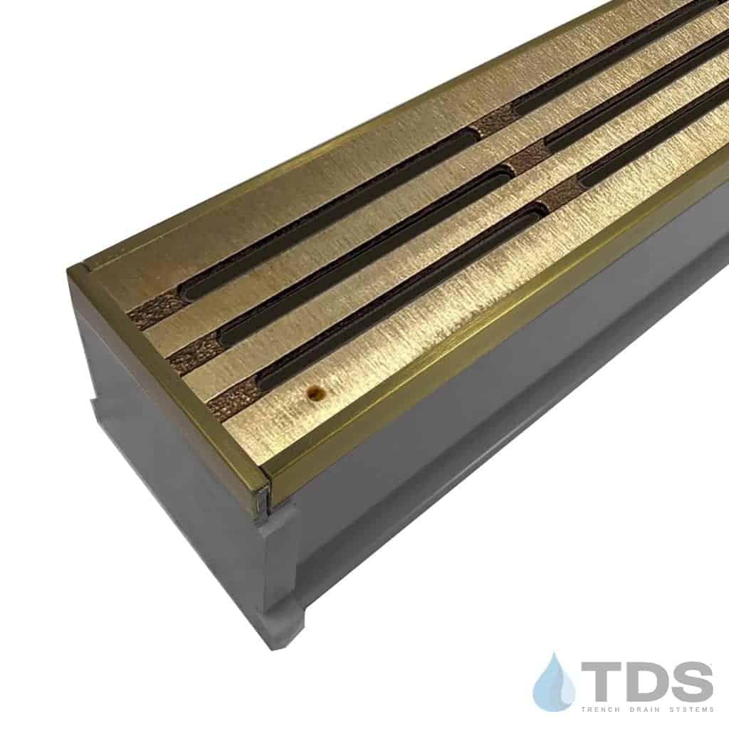 TDS™ 3" Gray MAX Mini w/ Brushed Bronze BARS Grate & Satin Bronze Edge ...