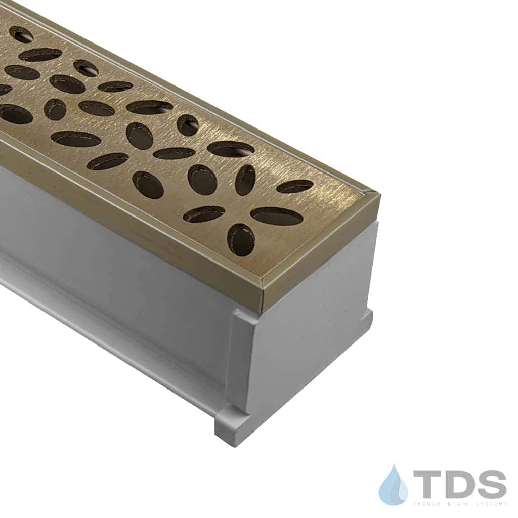 TDS™ 3" Gray MAX Mini w/ Brushed Bronze Rain Drop Grate & Satin Bronze ...