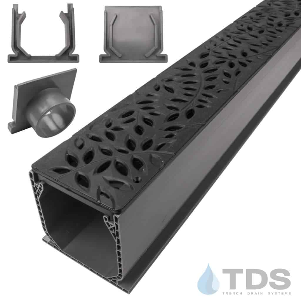 NDS 3" Gray Mini Channel Kit with NDS Botanical Grate - Black ...