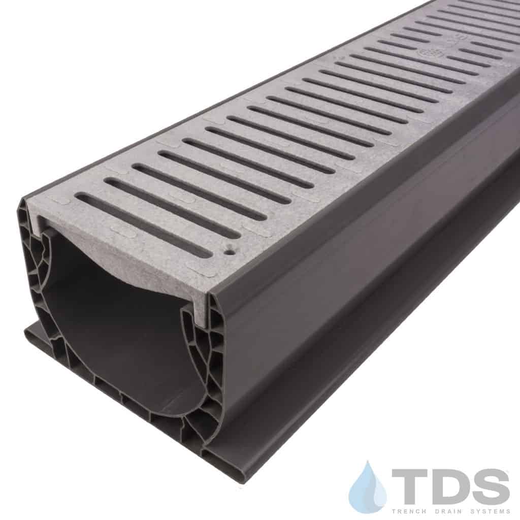 NDS Spee-D® Channel w/ 241 Slotted HDPE 4"x24" Gray Grate – Drainage Kits