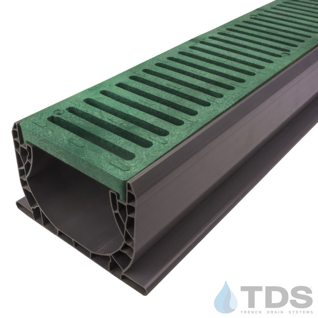 NDS Spee-D® Channel w/ 242 Slotted HDPE 4"x24" Green Grate – Drainage Kits