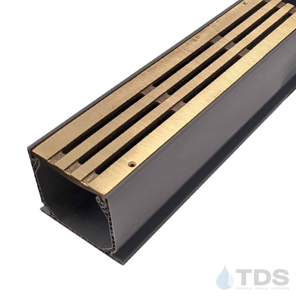 NDS 3" Gray Mini Channel Kit with TDS Bronze Age Bars Grate - Brushed ...